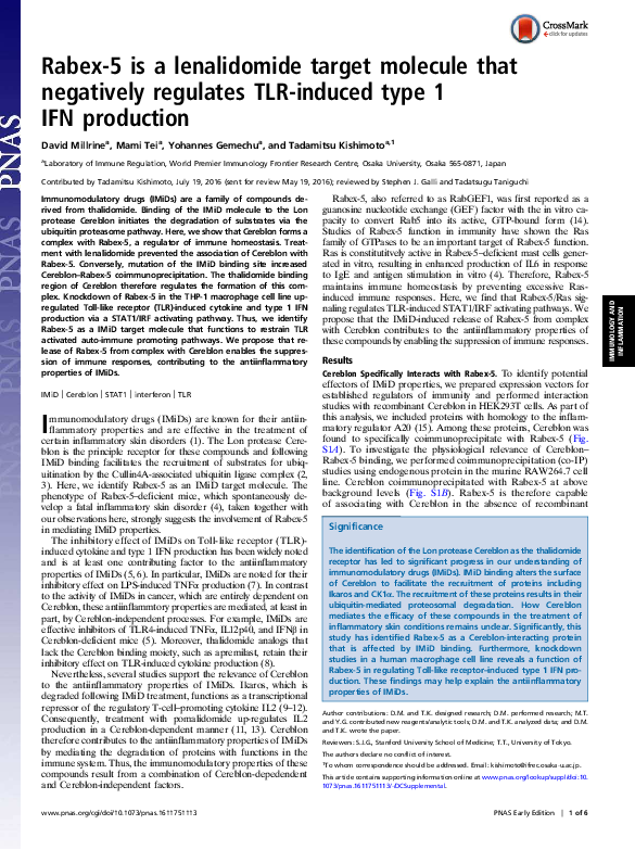 (PDF) Rabex-5 is a lenalidomide target molecule that negatively ...