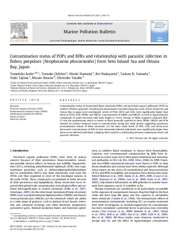 (PDF) Contamination status of POPs and BFRs and relationship with ...