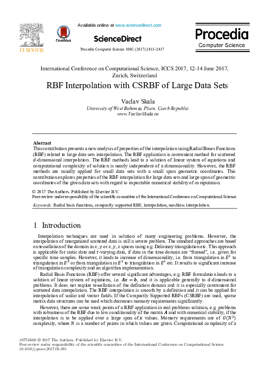 (PDF) RBF Interpolation with CSRBF of Large Data Sets