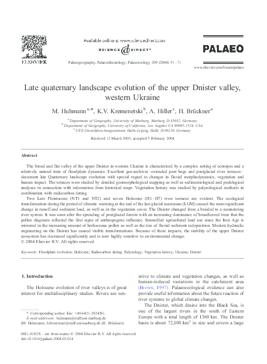 (PDF) Late quaternary landscape evolution of the upper Dnister valley ...