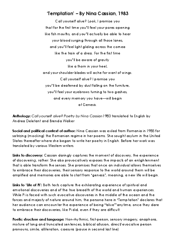 (DOC) ‘Temptation’ – By Nina Cassian