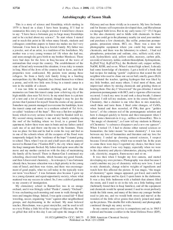 (PDF) Autobiography of Sason Shaik