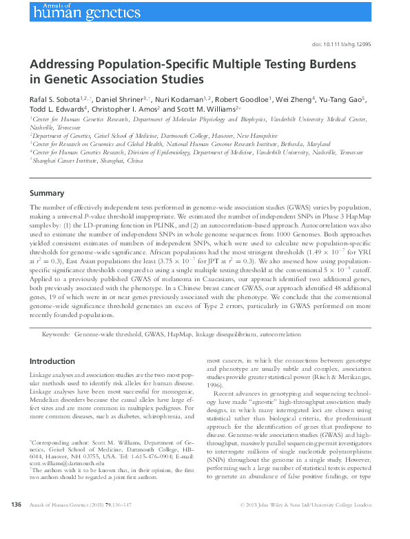 (PDF) Addressing Population-Specific Multiple Testing Burdens in ...