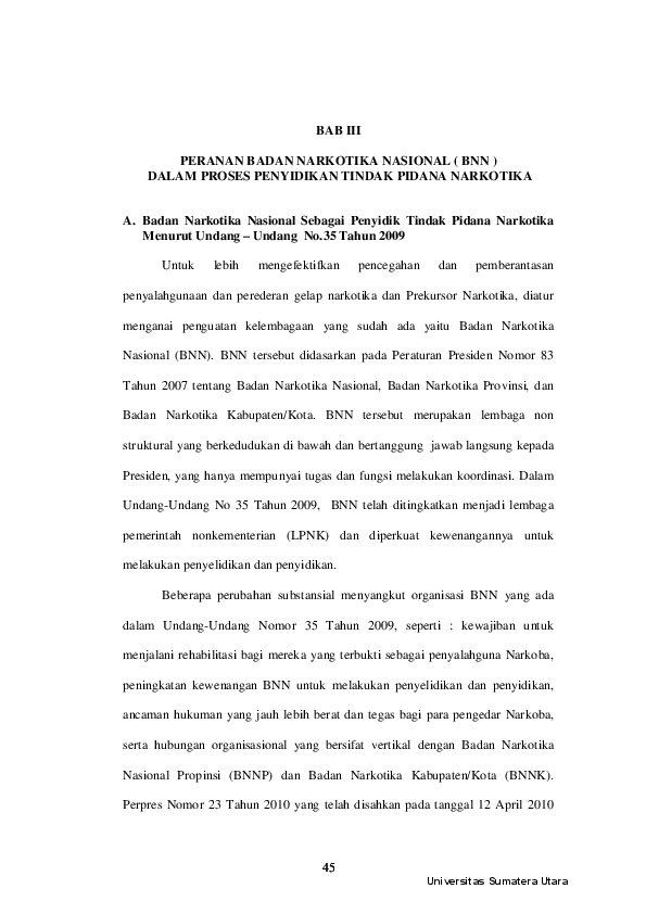 (PDF) BAB III PERANAN BADAN NARKOTIKA NASIONAL ( BNN ) DALAM PROSES PENYIDIKAN TINDAK PIDANA ...