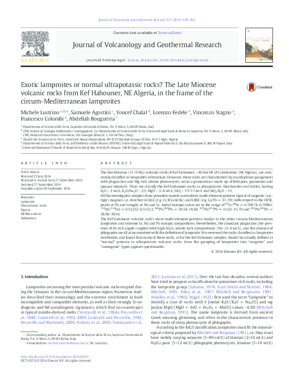 (PDF) Exotic lamproites or normal ultrapotassic rocks? The Late Miocene ...