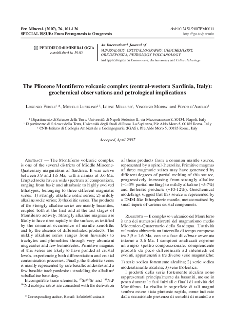 (PDF) The Pliocene Montiferro volcanic complex (central-western ...