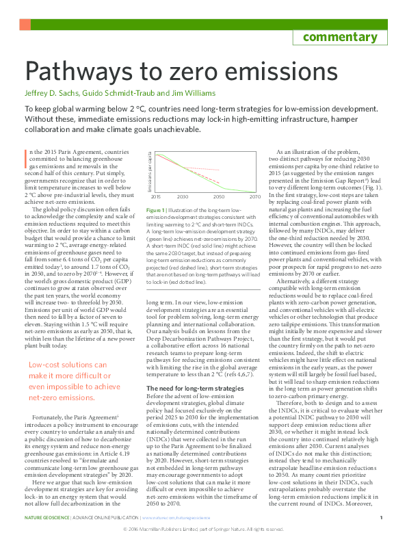 (PDF) Pathways to zero emissions
