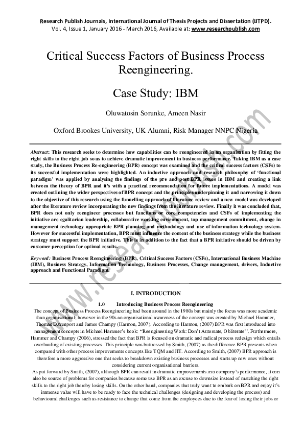 Business Process Reengineering Examples