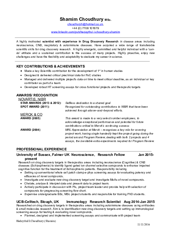 (DOC) Shamim Choudrury CV_2016 v5.doc