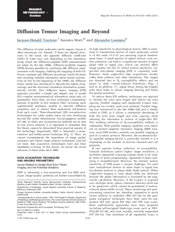 (PDF) Diffusion tensor imaging and beyond