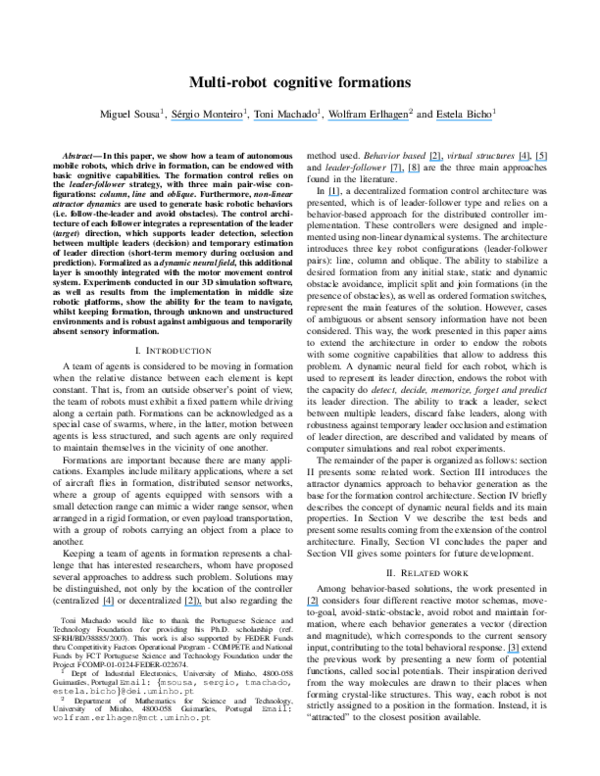 (PDF) Multi-robot cognitive formations