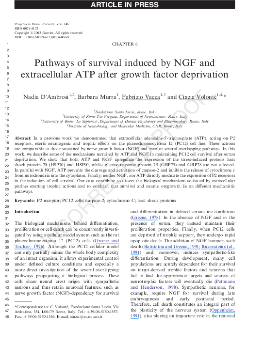 (PDF) Pathways of survival induced by NGF and extracellular ATP after ...