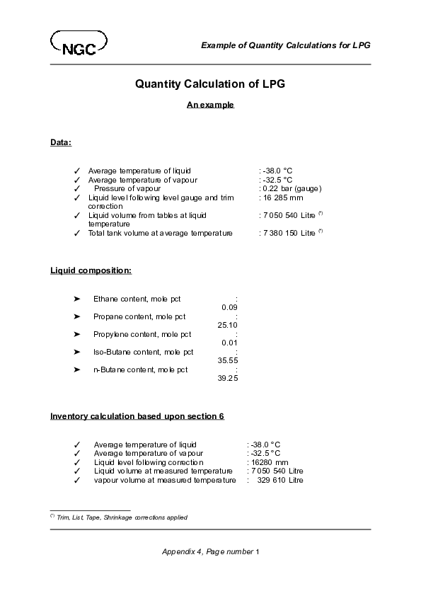 (DOC) Quantity Calculation of LPG An example Data