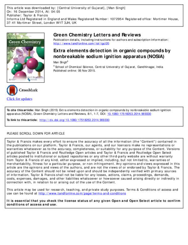 (PDF) Green Chemistry Letters and Reviews Extra elements detection in ...
