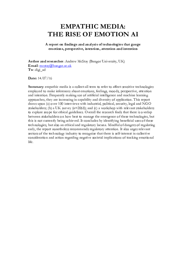 (PDF) EMPATHIC MEDIA: THE RISE OF EMOTION AI