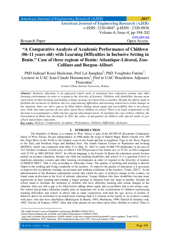 (PDF) " A Comparative Analysis of Academic Performance of Children (06 ...