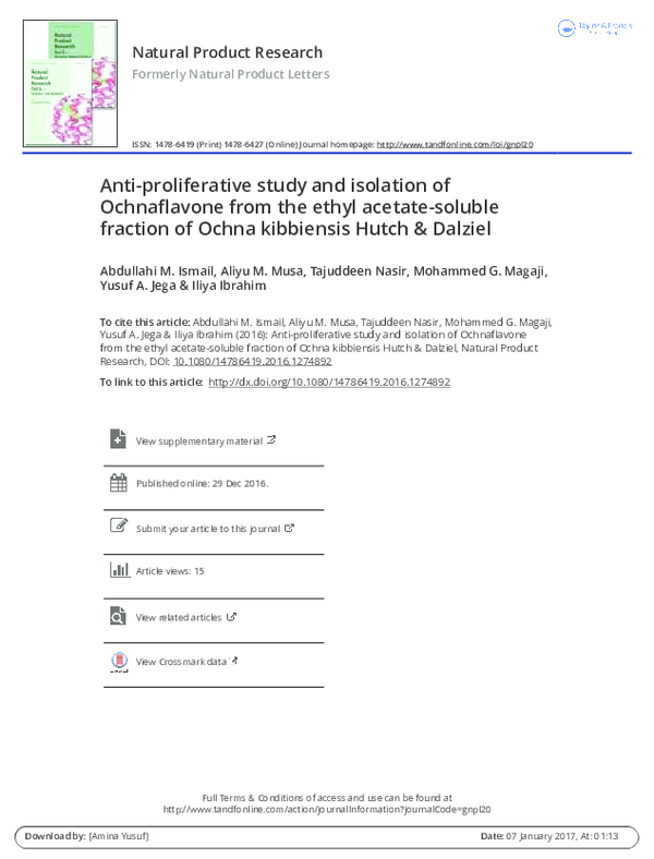(PDF) Natural Product Research Anti-proliferative study and isolation of Ochnaflavone from the ...