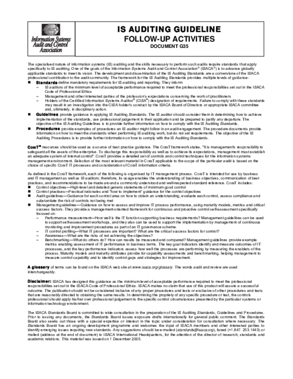 (PDF) IS AUDITING GUIDELINE FOLLOW-UP ACTIVITIES DOCUMENT G35