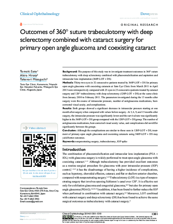 (PDF) Outcomes of 360° suture trabeculotomy with deep sclerectomy ...