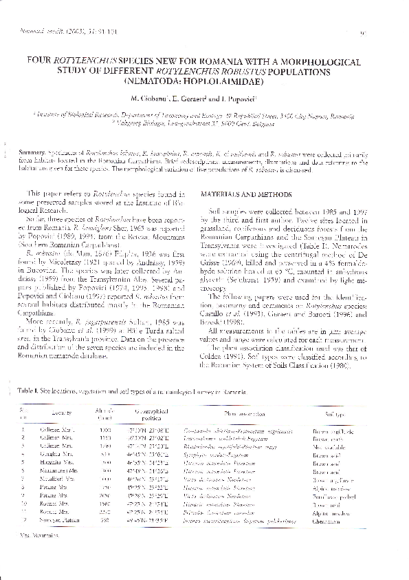 (PDF) FOUR ROTYLENCHUS SPECIES NEW FOR ROMANIA WITH A MORPHOLOGICAL ...
