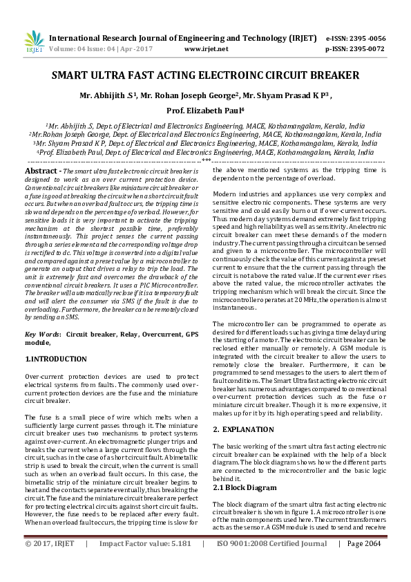 (PDF) SMART ULTRA FAST ACTING ELECTROINC CIRCUIT BREAKER