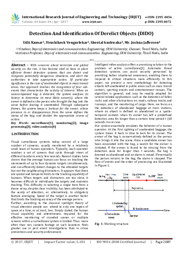 (PDF) Detection And Identification Of Derelict Objects (DIDO | IRJET ...