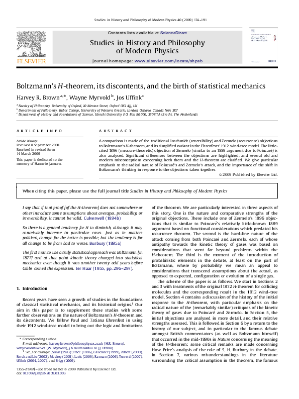 (PDF) Boltzmann's H-theorem, its discontents, and the birth of ...