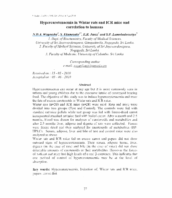 (PDF) Hypercarotenaemia in Wistar rats and ICR mice and correlation to ...