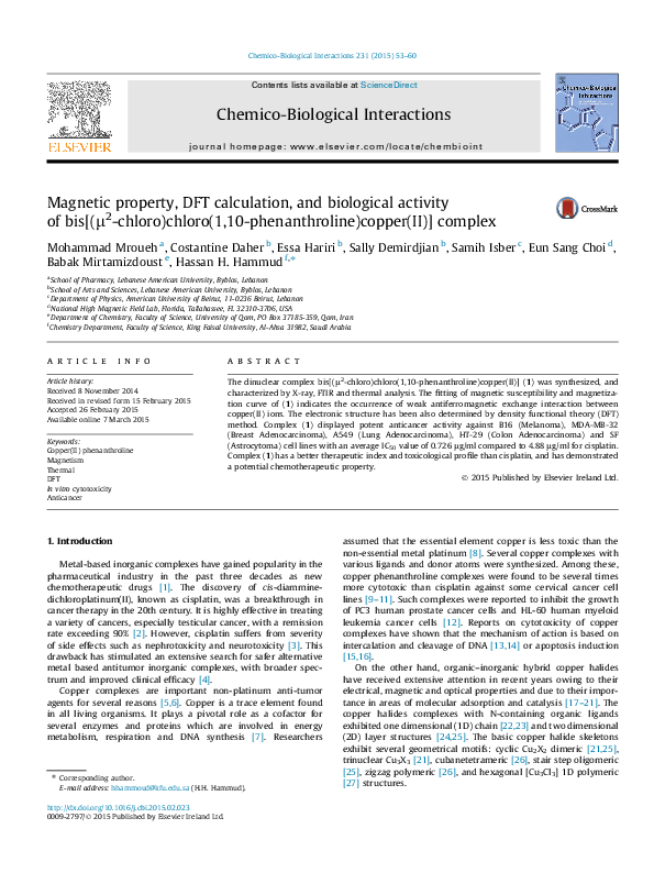 (PDF) Magnetic property, DFT calculation, and biological activity of ...