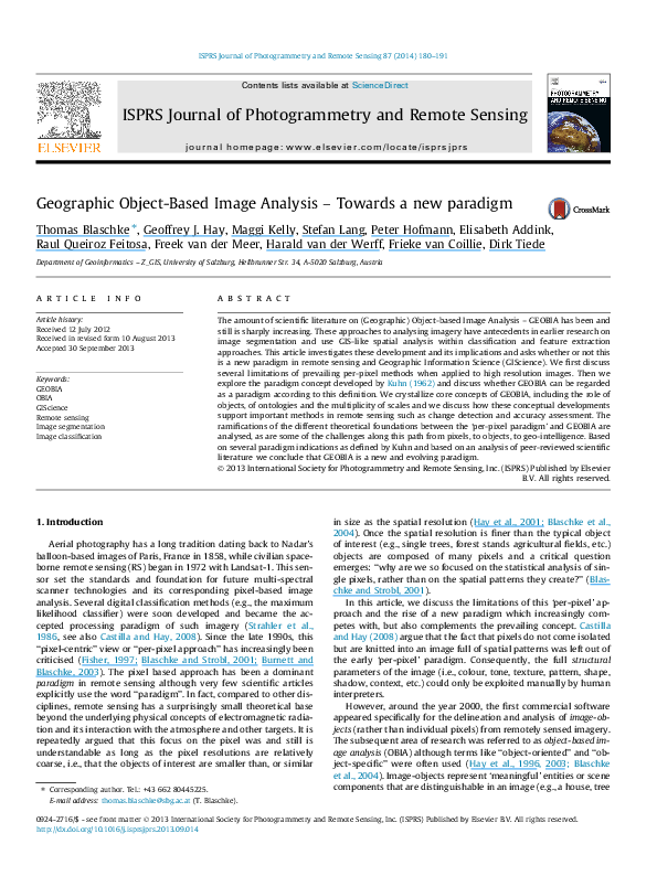 (PDF) Geographic Object-based Image Analysis: a new paradigm in Remote ...