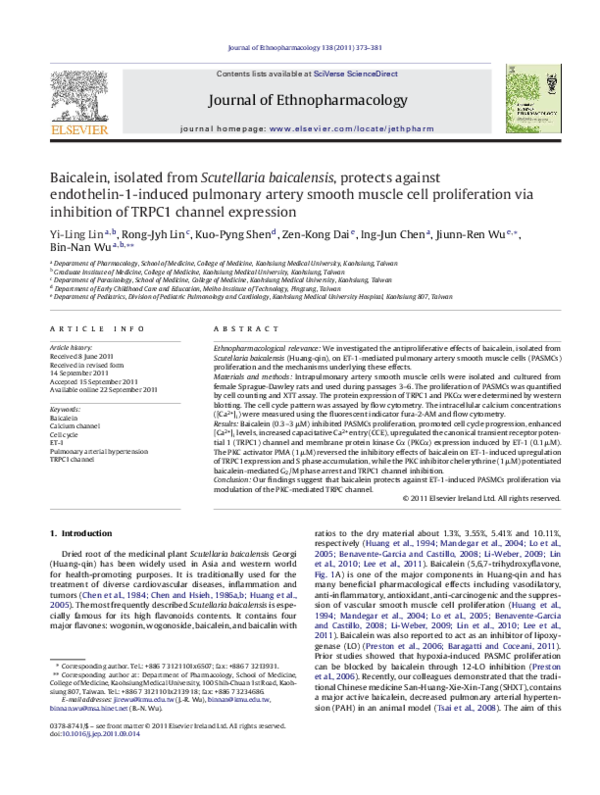 (PDF) Baicalein, isolated from Scutellaria baicalensis, protects ...