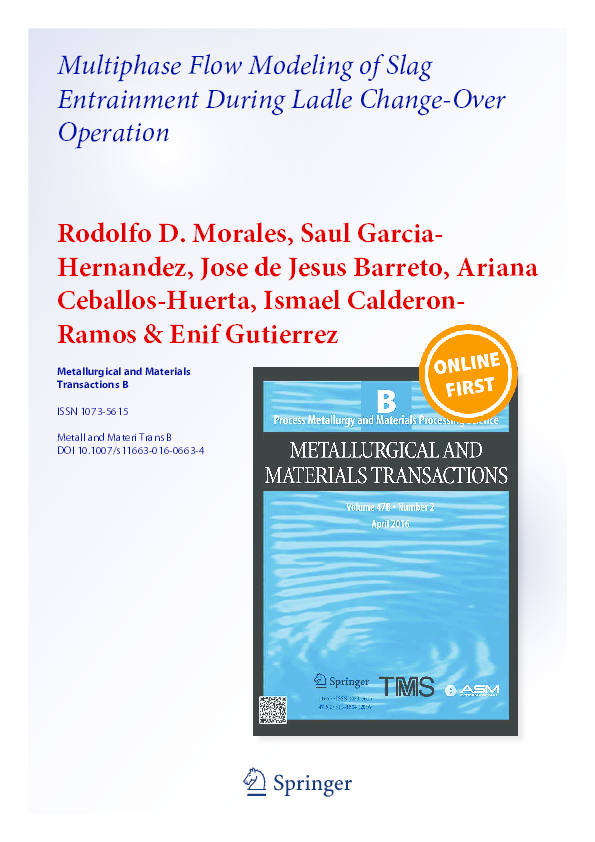 (PDF) Multiphase Flow Modeling of Slag Entrainment During Ladle Change-Over Operation