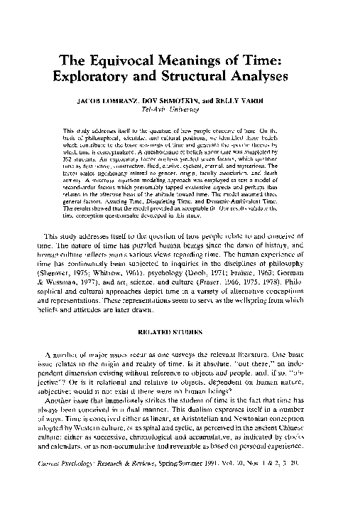 (PDF) The equivocal meanings of time Exploratory and structural analyses
