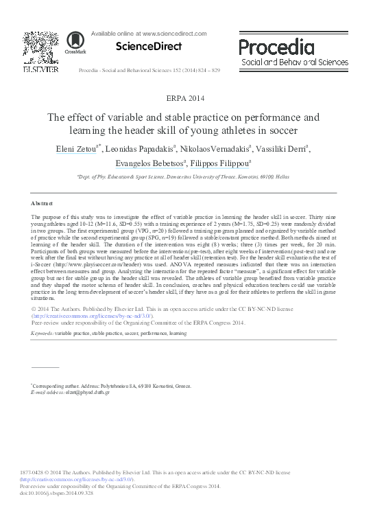 (PDF) The Effect of Variable and Stable Practice on Performance and ...