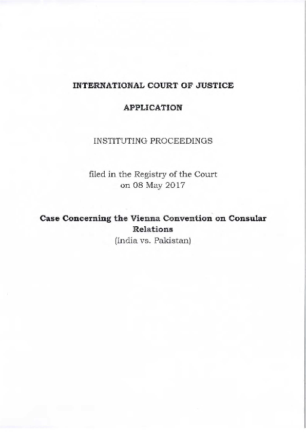 (PDF) India´s Application Instituting Proceedings against Pakistan