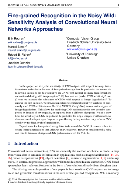 (PDF) Fine-grained Recognition in the Noisy Wild: Sensitivity Analysis of Convolutional Neural ...