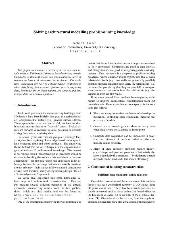 (PDF) Solving architectural modelling problems using knowledge