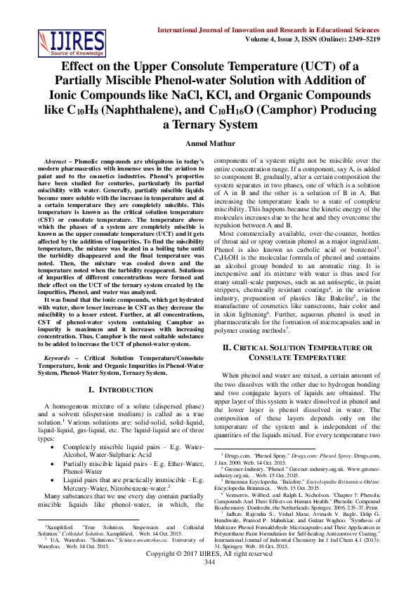 (PDF) Effect on the Upper Consolute Temperature (UCT) of a Partially ...