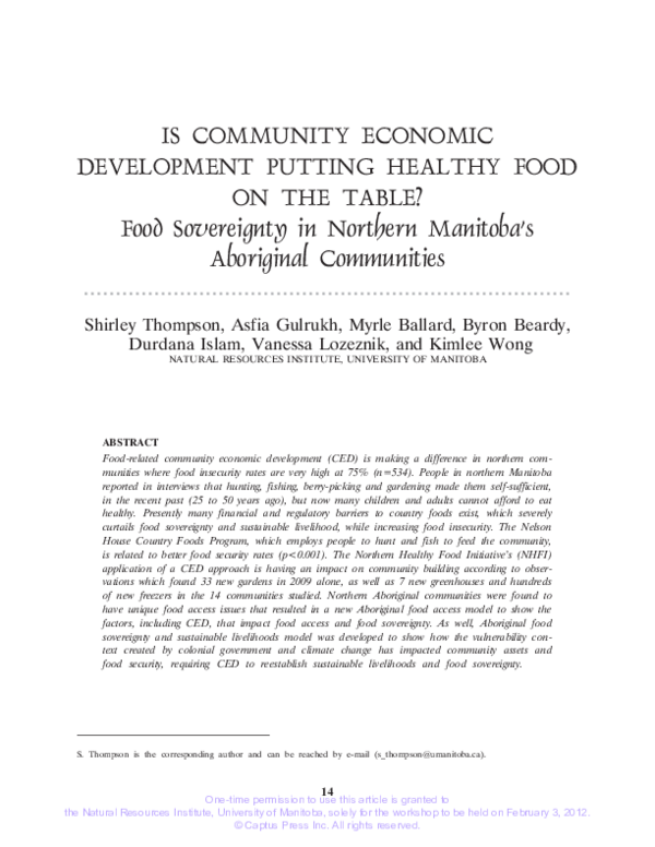 (PDF) IS COMMUNITY ECONOMIC DEVELOPMENT PUTTING HEALTHY FOOD ON THE ...