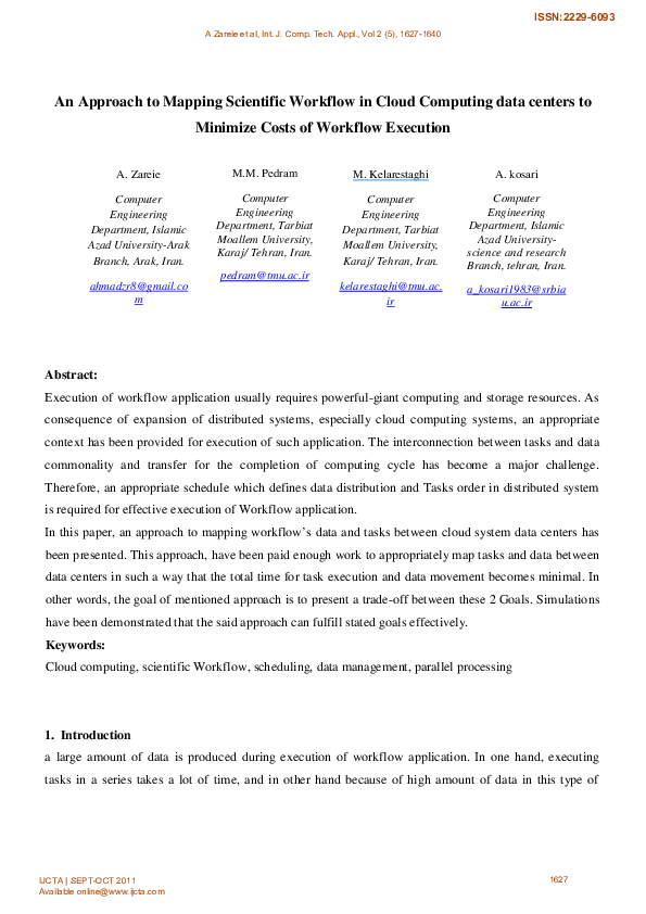Pdf An Approach To Mapping Scientific Workflow In Cloud Computing Data Centers To Minimize