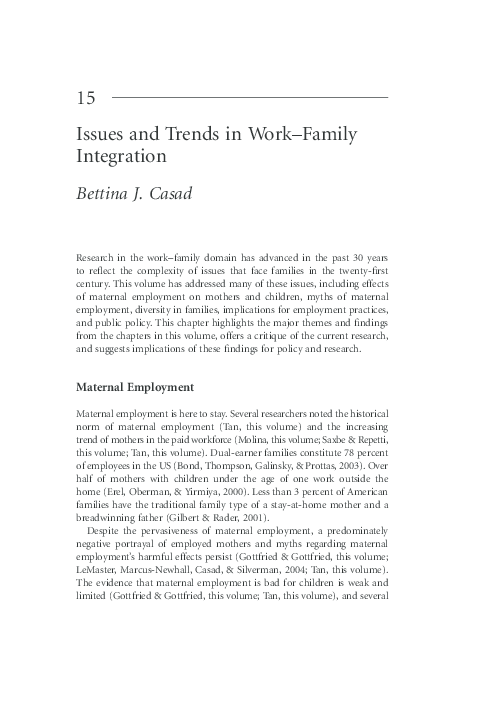 (PDF) Issues and Trends in Work–Family Integration