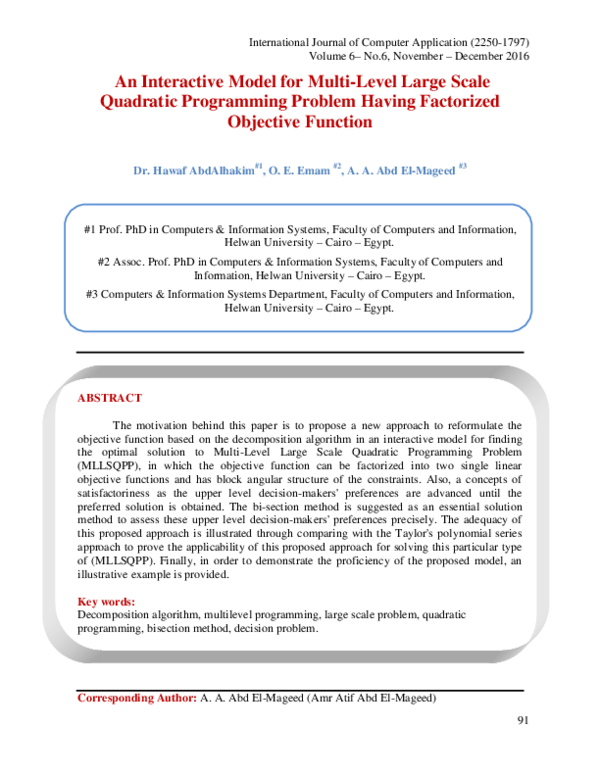 (PDF) A method for solving quadratic programming problems having linearly factorized objective ...