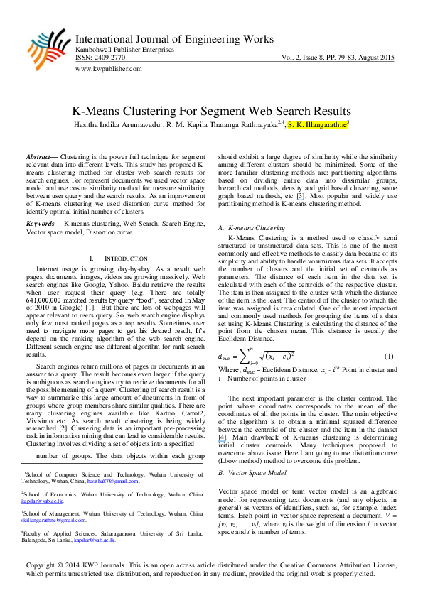 (PDF) K-Means Clustering For Segment Web Search Results