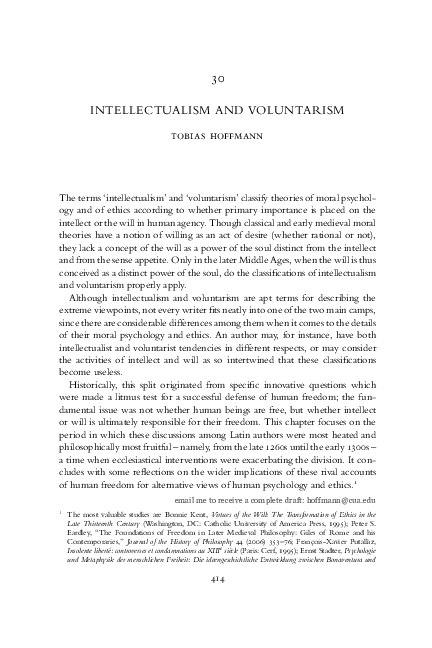 (PDF) “Intellectualism and Voluntarism.” In The Cambridge History of ...