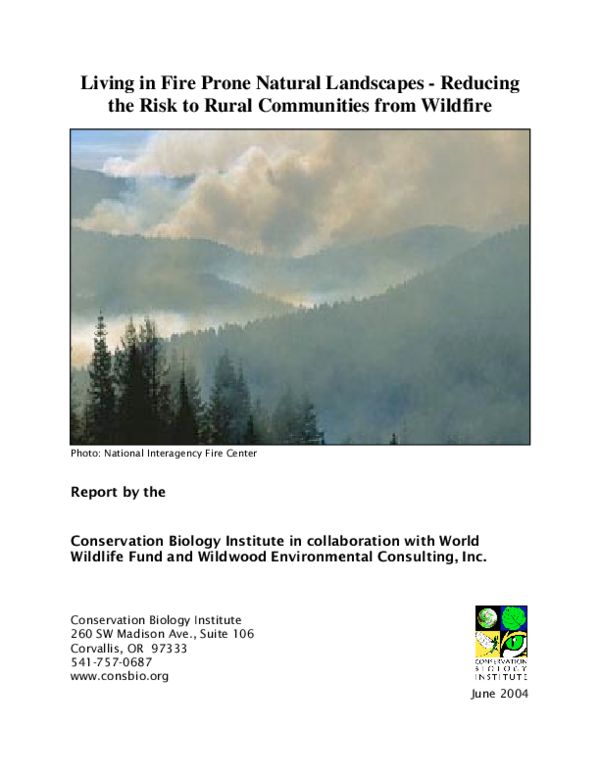 (PDF) Living in Fire-Prone Natural Landscapes: Reducing the Risk to ...