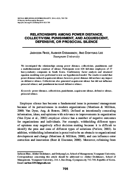 (PDF) RELATIONSHIPS AMONG POWER DISTANCE, COLLECTIVISM, PUNISHMENT, AND ...