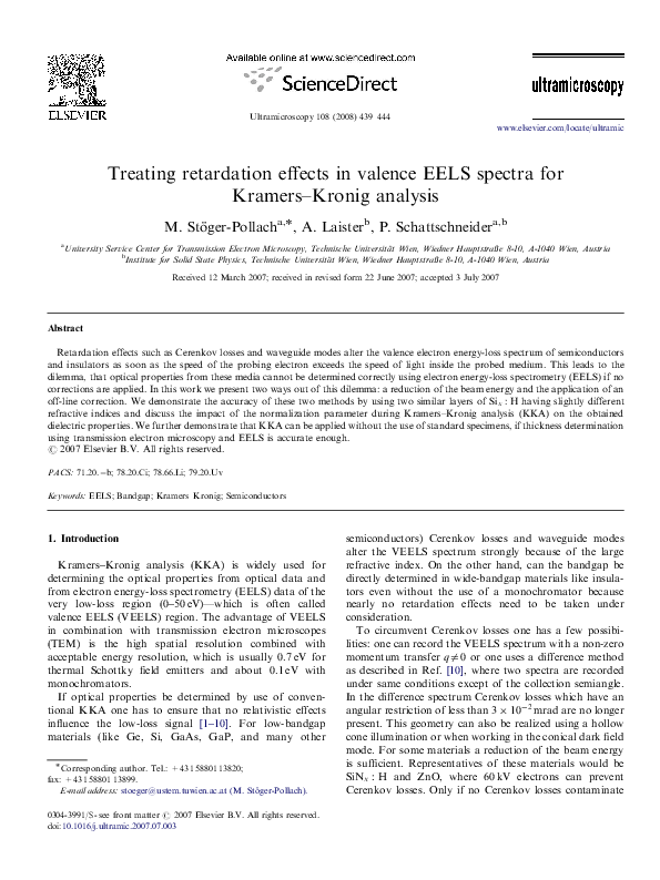 (PDF) Treating retardation effects in valence EELS spectra for Kramers ...