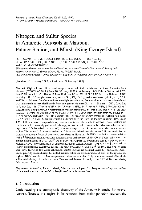 (PDF) Nitrogen and sulfur species in Antarctic aerosols at Mawson ...