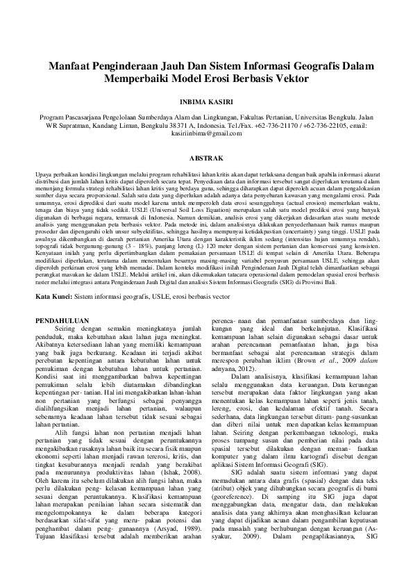 (PDF) Manfaat Penginderaan Jauh Dan Sistem Informasi Geografis Dalam ...