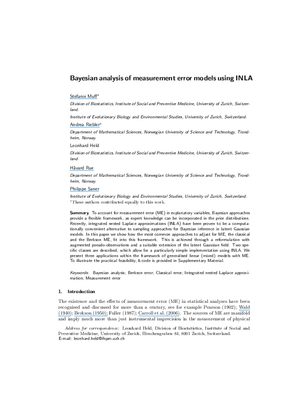 Pdf Bayesian Analysis Of Measurement Error Models Using Integrated